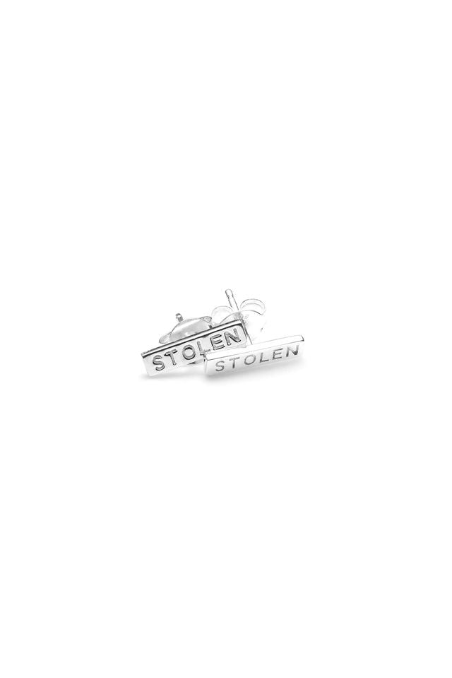 Sterling Silver Stolen Girlfriends Club Tiny Stolen Bar Earrings Petersens Jewellers